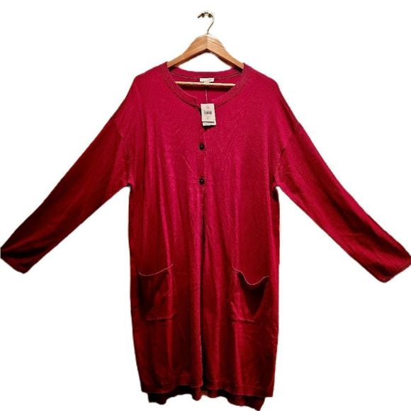 J. Jill | Sweaters | Newjjill Womenstrue Red Long Cardigan With Buttons ...